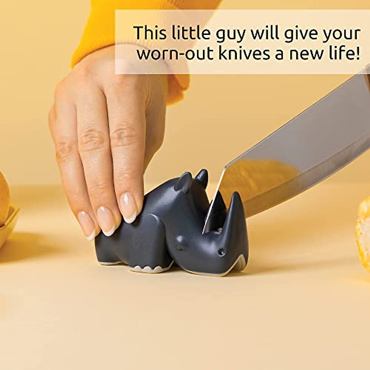 OTOTO Blade Knife Sharpener - Keep Knife Sharper with the Best Knife Sharpener - Fun Kitchen Gadgets BPA-free & Dishwasher-Safe Kitchen Knife Sharpener - Dimensions: 3.62 x 1.69 x 2.09 inches