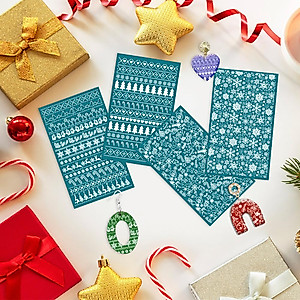 Vellibring Christmas Silk Screen Stencils for Polymer Clay,16Pcs Reusable Silk Screen Print Kit Clay Scraper Polymer Clay Cutters Polymer Clay Kit for Jewelry Clay Making Earrings Decoration Supplies