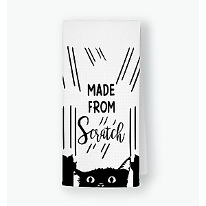 QODUNG Made from Scratch Funny Scratching Cat Soft Kitchen Towels Dishcloths 16x24 Inch,Black Cat Drying Cloth Hand Towels Tea Towels for Kitchen,Cat Lover Gifts