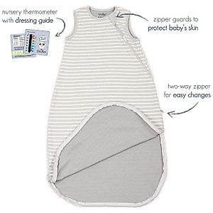 Woolino 4 Season Basic Baby Sleep Bag - Merino Wool and Organic Cotton - Two-Way Zipper Newborn Sleeping Sack - Infant Wearable Blanket - 0-6 Months - Stars