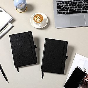 Artfan Ruled Notebook/Journal – Premium Thick Paper Faux Leather Classic Writing Notebook with Pocket + Page Dividers Gifts, Banded, Large, 144 Pages, Hardcover, Lined (5.8 x 8.4) - Black