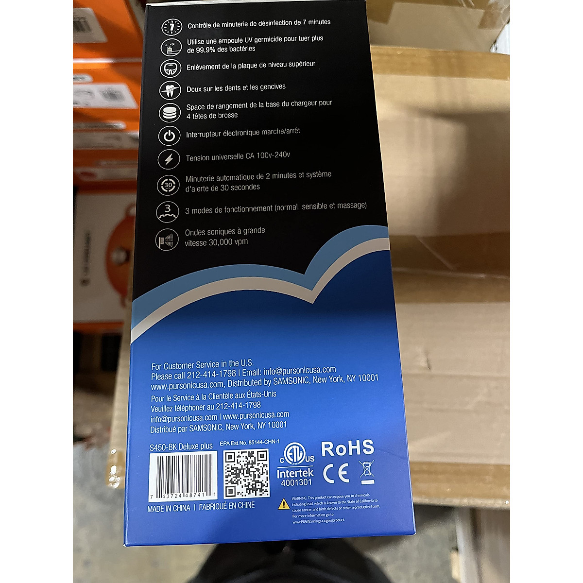 Pursonic S450 Deluxe Plus Rechargeable Sonic Electric Toothbrush with built in UV Sanitizer and bonus 12 brush heads included, Silver