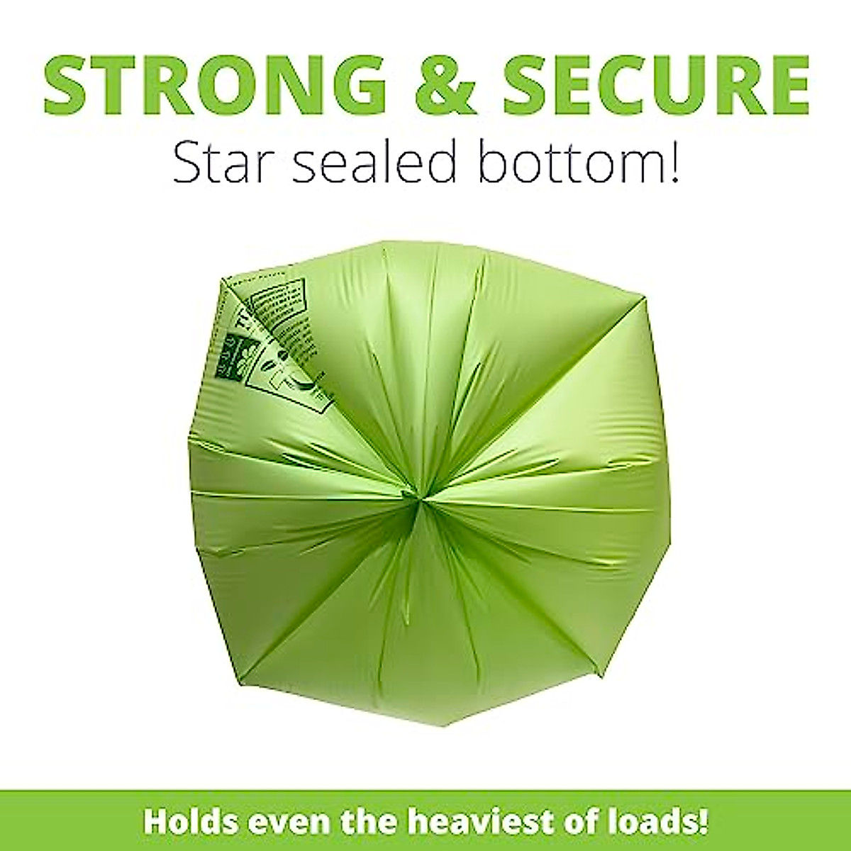 Simply Bio 55 Gallon Compostable Trash Bag with Flat Top, Heavy Duty Extra Thick 1.57 Mil, 12 Count, 208.2 Liter, Large Lawn Yard Waste Bag, ASTM D6400, US BPI and Europe OK Compost Certified