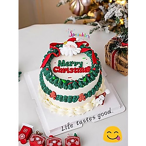 SE Si&Moos Edible Christmas Sprinkles for Cake Decorating Red Green and White Christmas Sprinkles Christmas Cake Decorations Christmas Tree Sprinkles Mix with Each 1 Santa Face and Deer Toopers 3 OZ