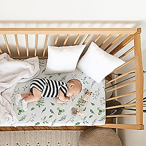 GLLQUEN BABY Bassinet Sheets 4 Pack, Breathable Cozy Fitted Mattress Sheet, Elastic Travel Crib Fashionable Floral Pattern, Standard Cradle Safe Sheets for Baby Boy Girls 32"X16"(Greenery)