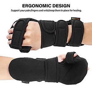HOOMTREE Stroke Resting Hand Splint Right&Left Resting Hand Splint with Finger Separator Functional Night Immobilizer Wrist Finger Brace for Carpel Tunnel Pain,Sprain Fracture,Tendonitis (Right,Black)
