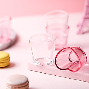 Srgeilzati Heart Shot Glasses Set, Pink Shot Glass Cute For Bar Cart Accessories 1.5oz