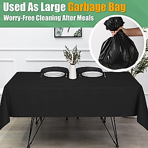 54 in X 300 FT Black Plastic Table Cover Roll with Slide Cutter，Cuts Up to 36 Rectangle 8 Feet Disposable Plastic Table Cloths，Disposable Table Cover Roll for Dinning，Parties，BBQ，Wedding，Outdoor