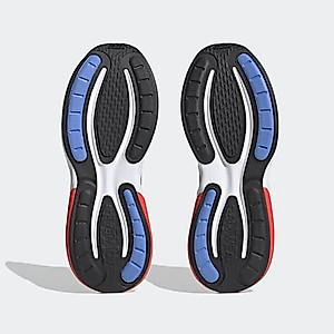 adidas Men's Alphabounce+ Running Shoe, White/Silver Metallic/Blue Fusion, 9