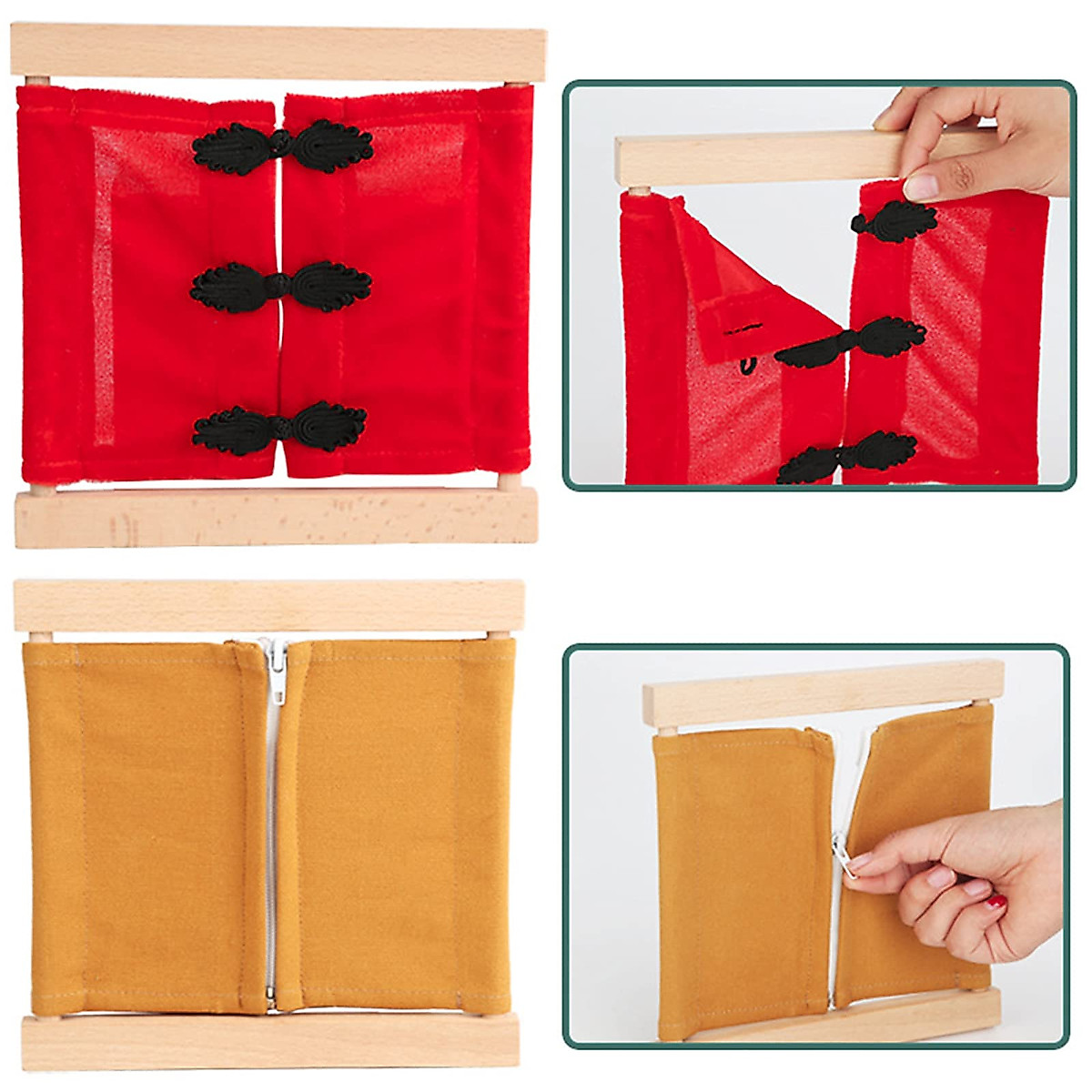 WEBEEDY Dress Learning Boards Busy Board Early Learning Basic Life Skills Learn to Dress Practice Boards Montessori Christmas Unique Gift(Set of 8)