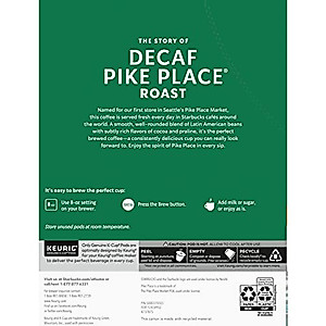 Starbucks Decaf Pike Place Roast, K-Cup for Keurig Brewers, 24 Count
