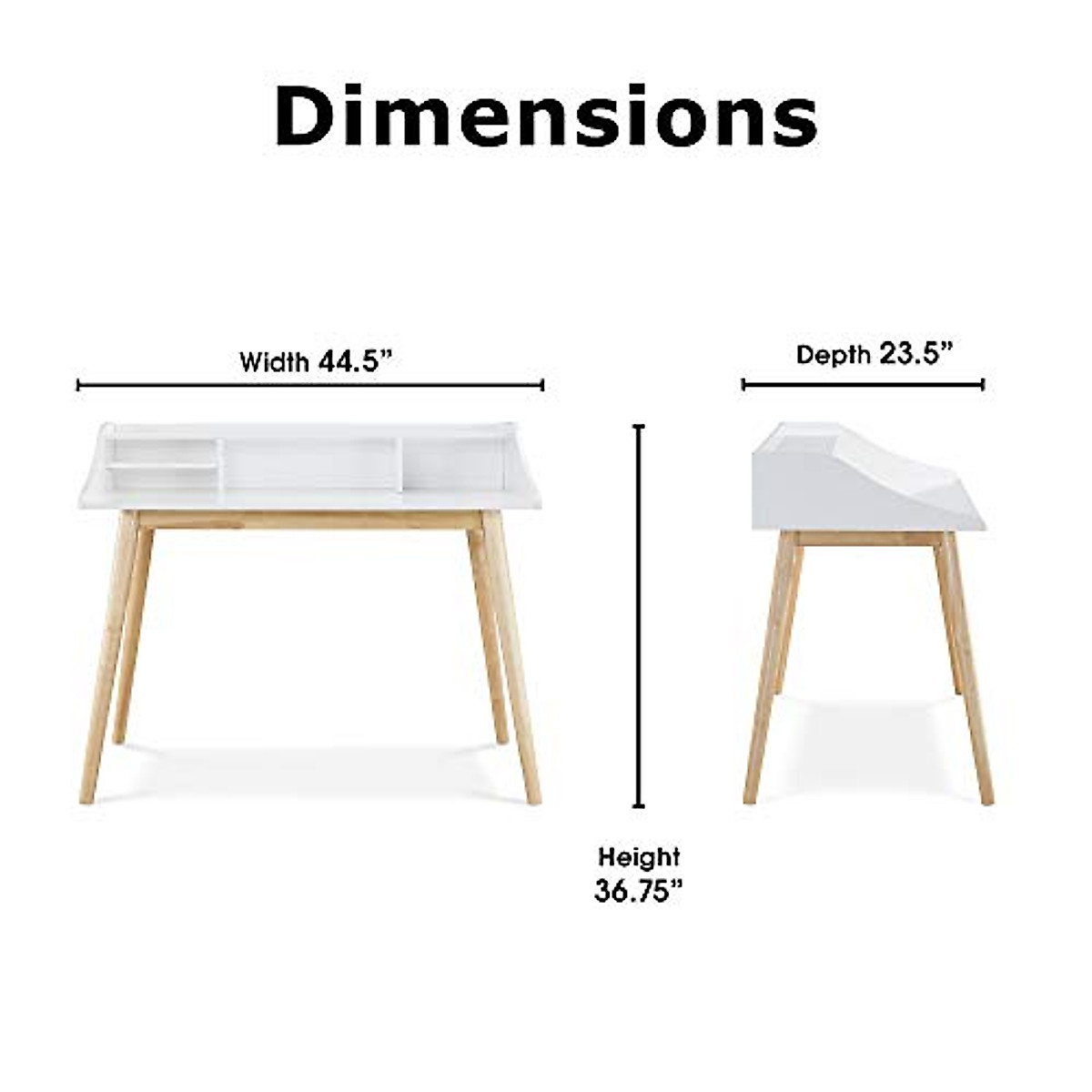 Adore Decor Alton Writing Computer Desk, Laptop PC Workstation, Retro Simple Study Table for Home Office, White