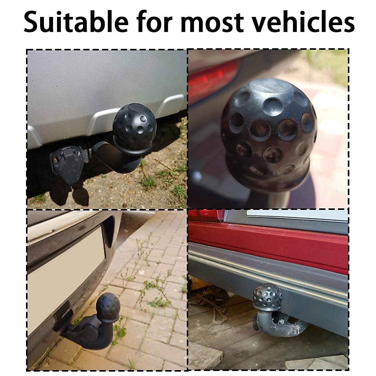 AUCELI 4PCS Trailer Ball Cover, 2 inches ID Rubber Towing Hitch Ball Protector for Daily Use Shop Store, Waterproof Dustproof Towball Sleeve Cap Replacement Car Accessories Universal for Truck RV Boat