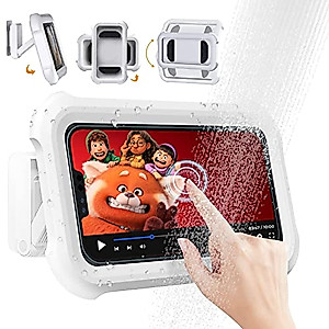 Spread Pixie Dust Shower Phone Holder Waterproof Upgraded Phone Shower Holder Wall Mount Bathroom TV Shower Gadget Shower Accessory Phone Mount iPhone Shower TV (Pure White)