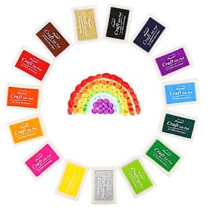 Ink Pads, Stamp Pads for Rubber Stamps, 15 Solid Colors Available for Craft Scrapbooking Fingerpaint on Paper Wood Fabric