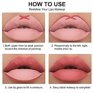 KIMIEYE 12Pcs Lip Liner and Lipstick Set, Super Long Lasting Waterproof Velvety Matte Lipstick High Pigmented Professional Lip Makeup Gift Kit for Women (12PCS,SET A)