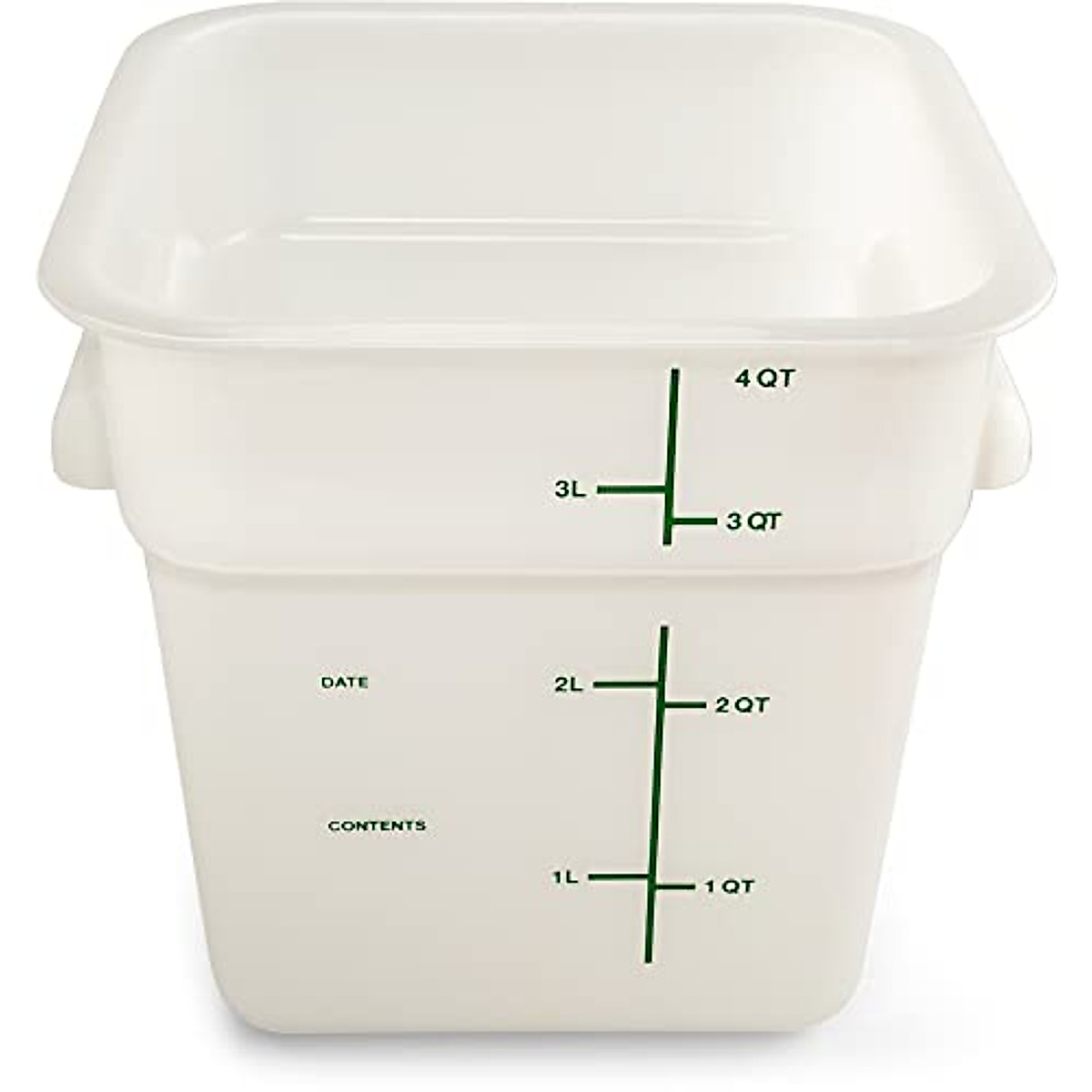 Carlisle FoodService Products Squares Square Food Storage Container with Stackable Design for Catering, Buffets, Restaurants, Plastic, 4 Quarts, White