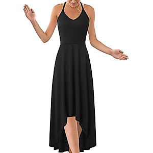 F_Gotal Women's Sleeveless Halter Neck A-Line Casual Party Dress Beach Sundress Party Cocktail Black