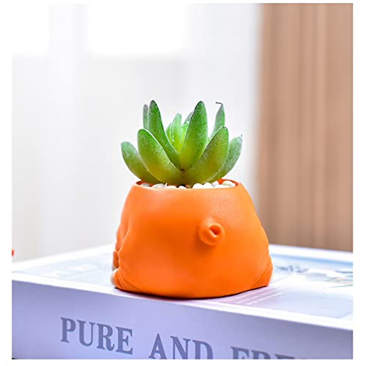 Cute Shar Pei Sleeping Pet Flower Pot with Drainer Garden Flower Pot Resin Succulent Potted Bonsai Plant Stand Home Desk Mini Decoration Balcony Gardening Flower Pot Does Not Contain Plants