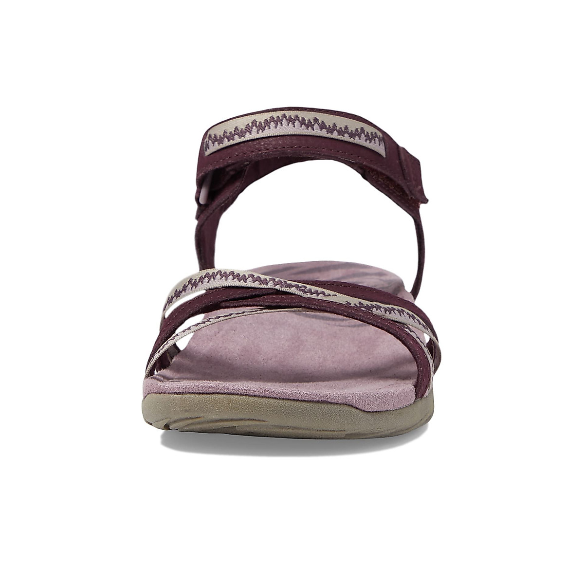 Merrell Terran 3 Cush Cross Sandals for Women - Nubuck Leather, Webbing Upper, and Hook-Loop Closure Burgundy 7 M