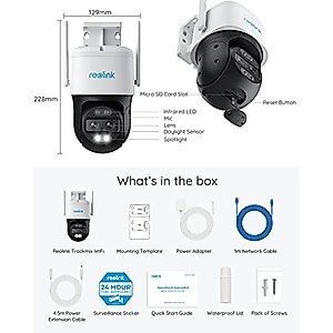 REOLINK 4K Wired WiFi Outdoor Camera, 8MP Dual Lens Security Camera, 360 PTZ Camera w/Auto Tracking, 2.4/5GHz Wi-Fi Smart Person/Vehicle Detection, 6X Hybrid Zoom, Color Night Vision, TrackMix WiFi