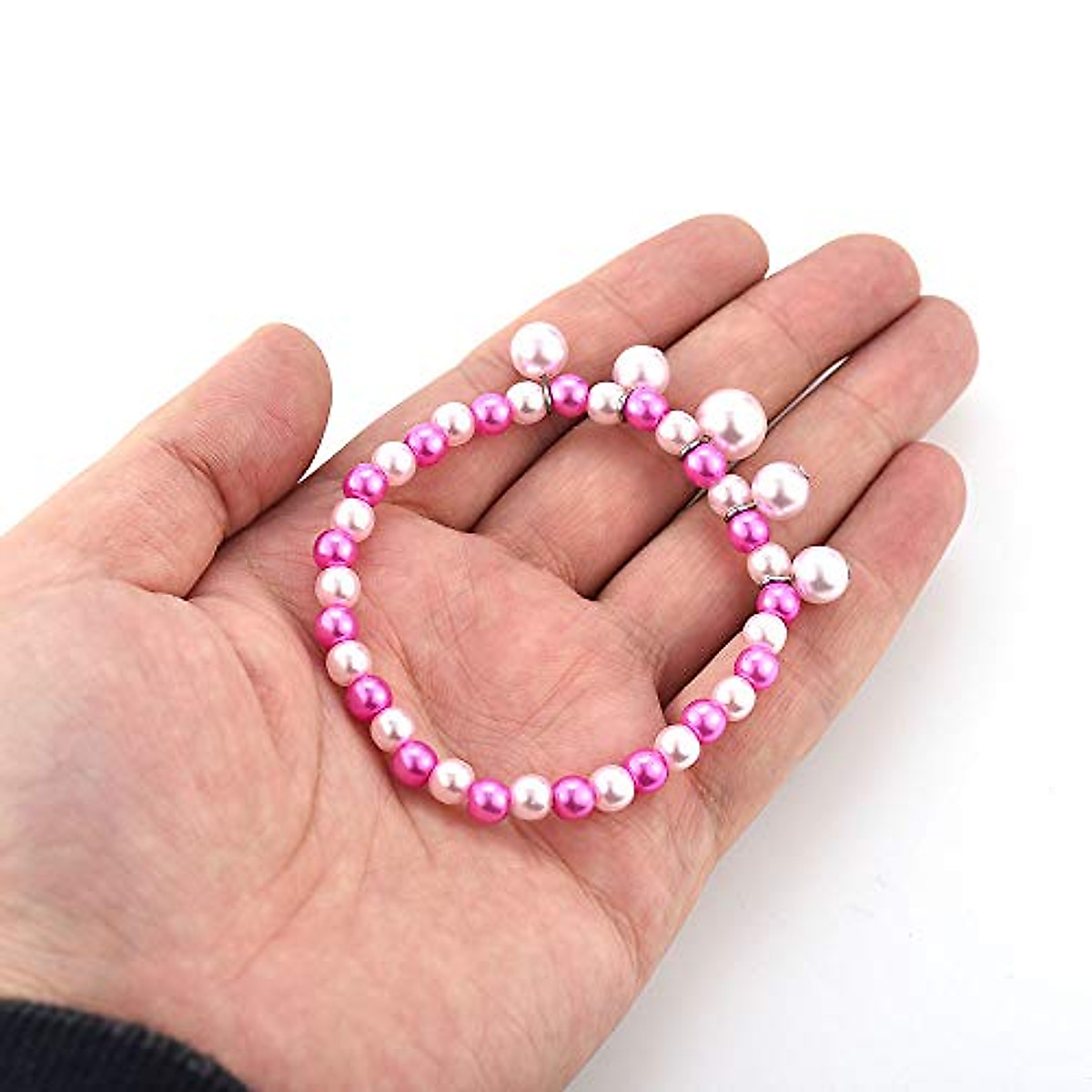 HANRESHE Charm Bracelet New Ladybug Bracelet Gift Pink Rose Red Imitation Pearl Bracelet Cosplay Girls Ladybug Party Kids Jewelry Elastic Adjustable Bracelet Costume Decoration for Kids