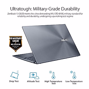 ASUS ZenBook 13 Ultra-Slim Laptop, 13.3” OLED NanoEdge, Intel Evo Platform i7-1165G7, 16GB, 512GB SSD, NumberPad, Thunderbolt 4, Wi-Fi 6, Windows 11 Pro, AI Noise-Cancellation, Pine Grey, UX325EA-XH74