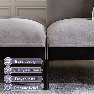 CH CHARME HOUSE Bed Convertible futon Couch with Adjustable Backrest, Modern Sleeper Sofa for Office Living Bedroom and Sitting Room, Small, Grey