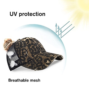 kozinu Ponytail Hats Baseball Hat Mesh Washed Distressed Dad Hat Vintage Cotton Trucker Hat for Women