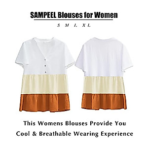 Button Down Shirts for Women Loose Fit Womens Summer Blouses Loose Tunic Flowy Tops Orange M