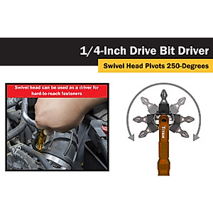 Titan 11323 1/4-Inch Drive Swivel Head Micro Bit Driver , Orange