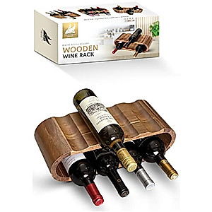Mercurial Trade Wine Rack Free Standing 8 Bottle Acacia Wine Racks Countertop Cabinet Wine Holder Stand Wine Storage Shelf for Kitchen, Bar, Pantry