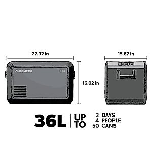 Dometic CFX3 35 Portable Refrigerator and Freezer - 36L - Powered by AC/DC or Solar Portable Refrigerator with WiFi/Bluetooth Temperature Control - Ideal Cooler for Car, RV, Camping and Home Use
