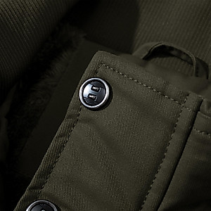 CRYSULLY Men's Cotton Jacket Winter Military Coats Fleece Lined Thick Work Coats Warm Cargo Jackets Army Green M