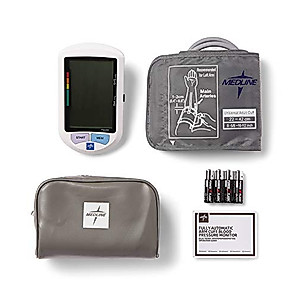Medline Elite Automatic Digital Blood Pressure Monitor with Large Display Screen, Universal Upper Arm Cuff (fits arms 22-42 cm), Batteries and Carrying Case Included, MDS3001, Basic