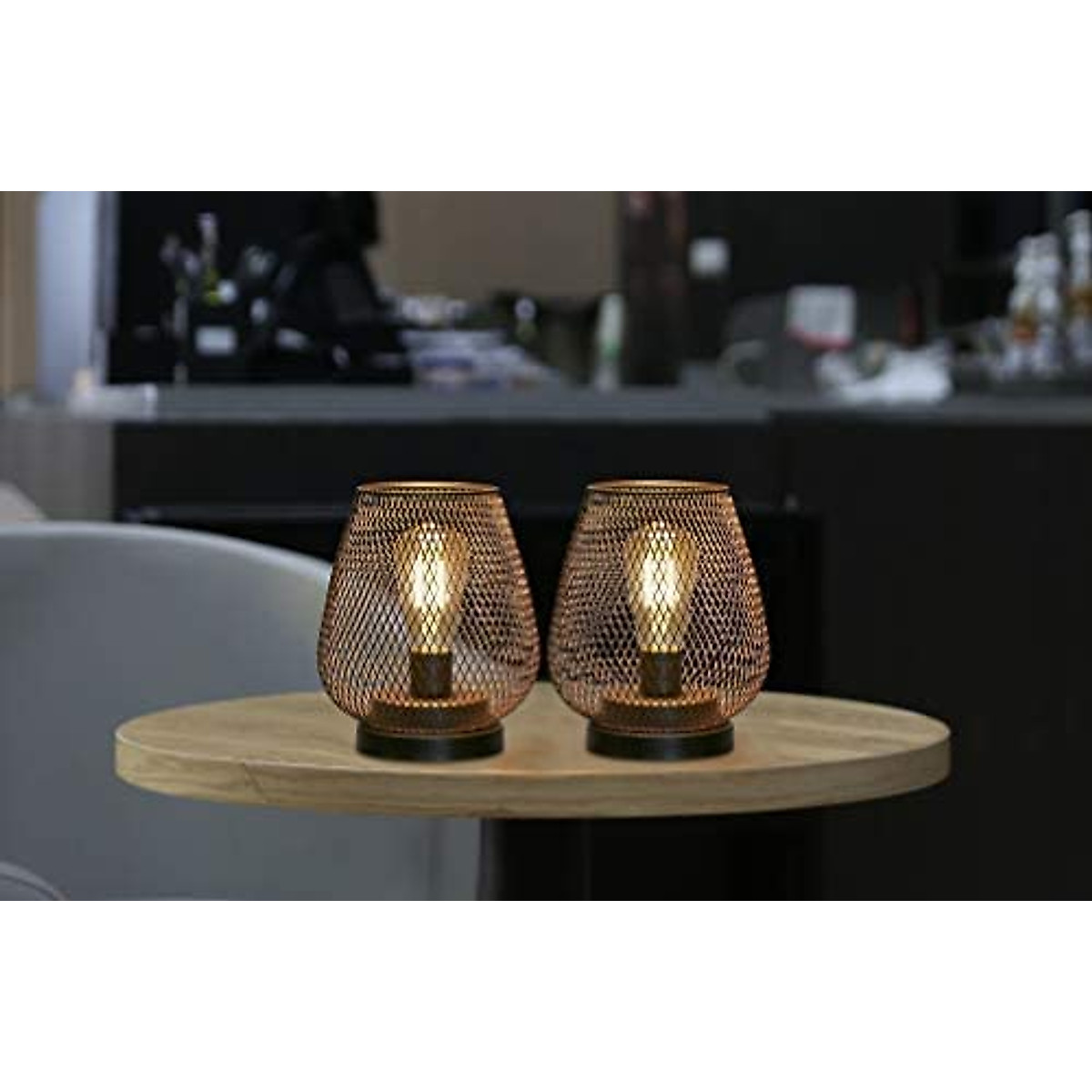 JHY DESIGN Set of 2 Metal Cage LED Lantern Battery Powered Cordless Accent Light with LED Great for Weddings Parties Patio Events for Indoors Outdoors