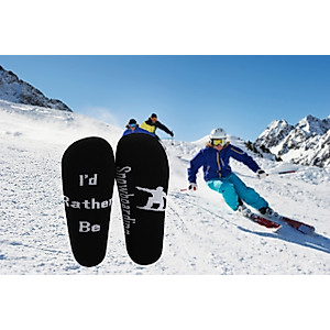 G2TUP Skiing Socks Skier Gift Snowboarder Casual Socks for Snowboarding Lovers I’d Rather Be Snowboarding (Skiing Socks)