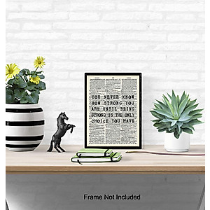 Strength, Perseverance, Uplifting 8x10 Motivational Poster - Upcycled Dictionary Decor, Art Poster, Home Decoration - Unframed Picture, Photo Print