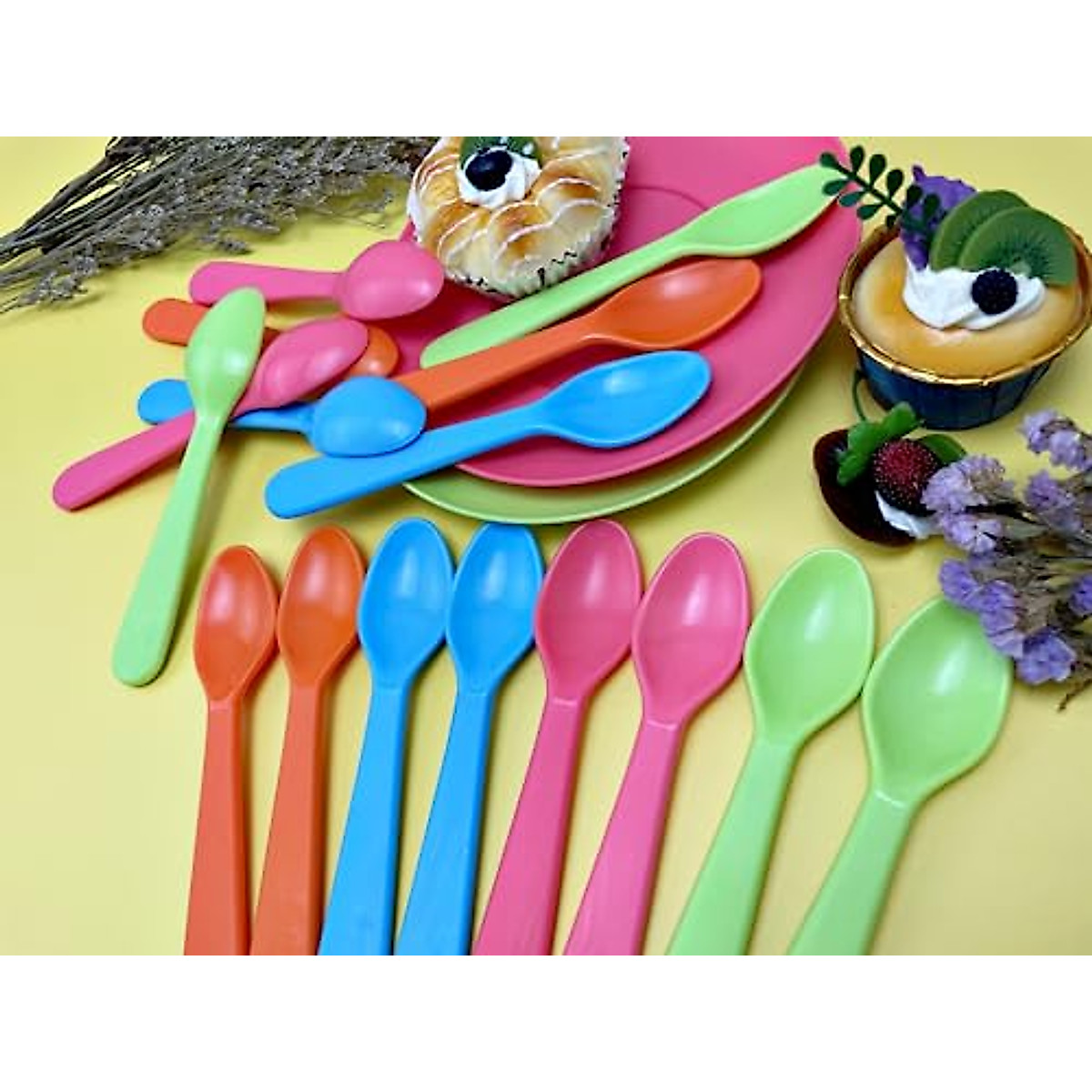 Jawbush 16 Pcs Kids Plastic Spoons, Reusable Toddler Utensils Kids Silverware Set with Bright Colors, Ideal for Travel School Lunch Box or Camping, BPA Free Kids Utensils Also for Adults