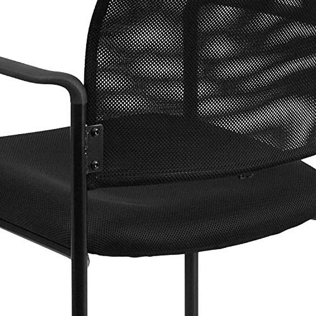 Flash Furniture Jana Comfort Black Mesh Stackable Steel Side Chair with Arms
