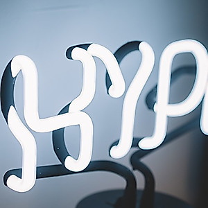 Amped & Co HYPE Real Neon Light Novelty Desk Lamp, Large 9.6x8.3", White Glow