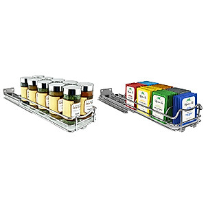 LYNK PROFESSIONAL® Pull Out Spice Rack Organizer for Cabinet - 4-1/4 inch and Slide Out Tea Bag Organizer