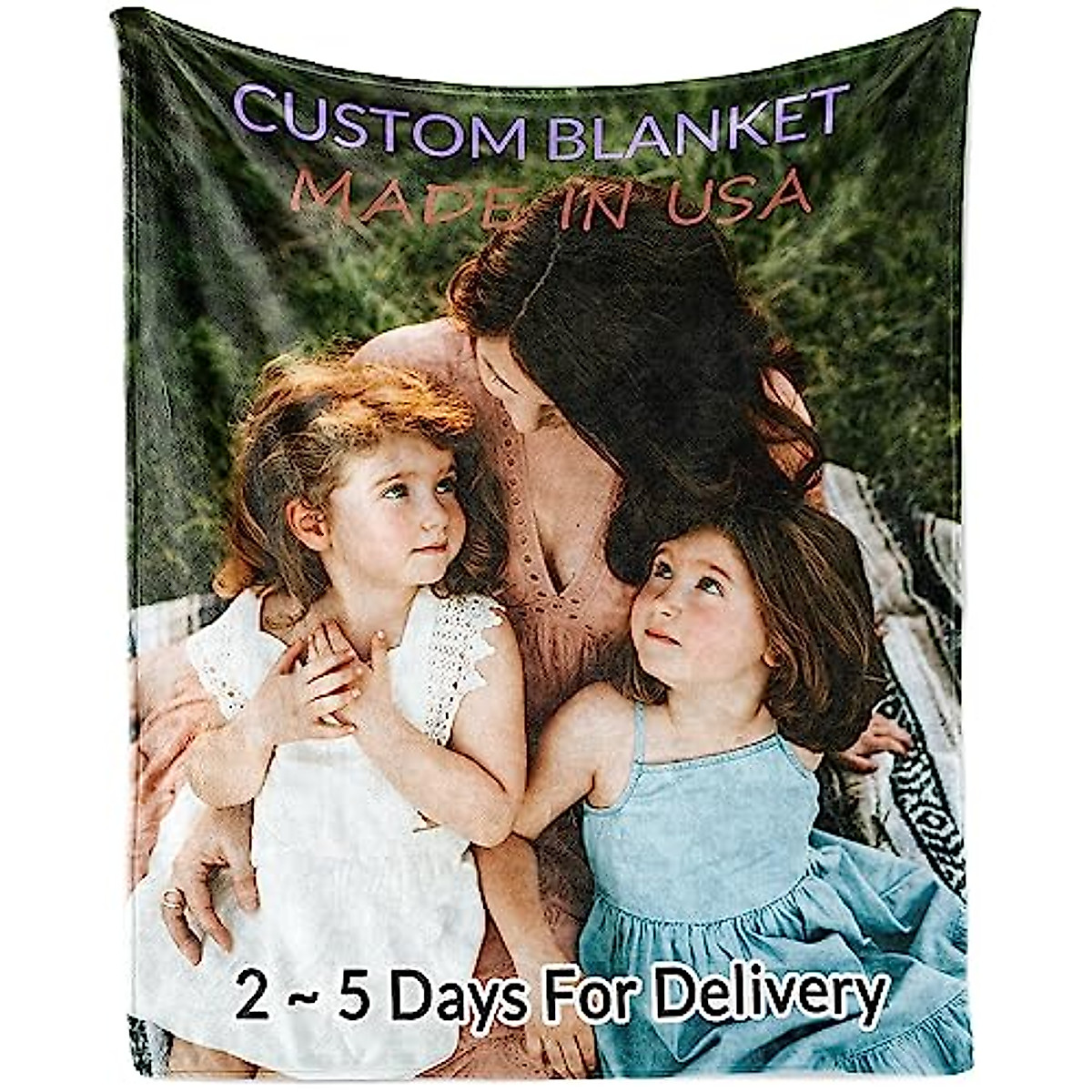 Lacabin Custom Blanket with Picture Personalized Blankets and Throws Customized Blankets with Photos Customizable Gifts for Couples Christmas Birthday Wedding Anniversary, 1Photo 80"x60"