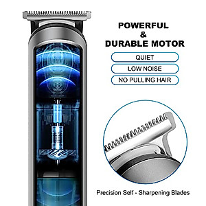 PRITECH Hair Trimmer for Men, Rechargeable Hair Clippers, Beard Trimmer, Home Haircut Kit, Cordless Barber Grooming Sets, Waterproof Body Trimmer, Groin Hair Trimmer, Nebula Gray