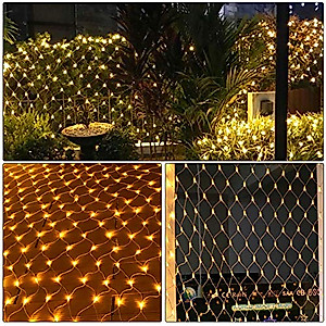Christmas Net Lights, 9.8X6.6ft 200 LED Outdoor Net Mesh Lights 8 Modes Christmas Lights for Christmas Decor Bushes Fence Outdoor Garden Party Yard, Warm White