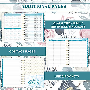 2024 Planner - Planner/Calendar 2024, Jan 2024 - Dec 2024, 2024 Planner Weekly and Monthly with Tabs, 6.3" x 8.4", Hardcover with Back Pocket + Thick Paper + Twin-Wire Binding - Petunia