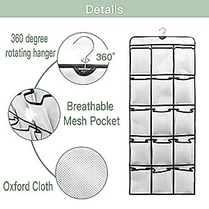 Zimso 30 Pockets Dual Sided Hanging Shoe Rack Hanging Shoe Shelves, Baby Shoe Hanger Organizer for Closet 43.9 x 43.9 in (White)