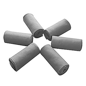 CAI TENG Fleece Throw Blankets Lightweight Warm for Soft Cozy Pet-Friendly Bulk Fleece Blanket Solid for Home, Bed, Sofa, Dorm, Office, Gifts, Outdoor (Grey, Pack of 6-50 x 60 inch)