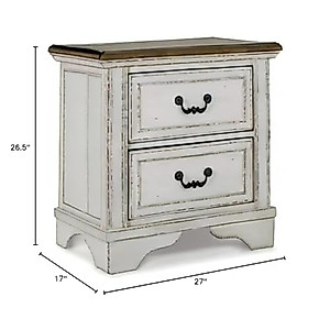 Signature Design by Ashley Brollyn Rustic 2 Drawer Night Stand, Two-Tone Brown & Whitewash