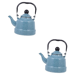ABOOFAN 2pcs Enamel Kettle Gas Kettle Enamel Teapot Enamel Tea Kettles Drip Teapot China Teapot Insulated Teapot Pottery Teapot Stainless Steel Stovetop Kettle Office Soup Pot Insulation